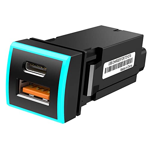 -/トヨタ車 内蔵車載充電器 K-USB01-T3B/K-USB01・Size:トヨタ車 内蔵車載充電器 K-USB01-T3B・パッケージ個数:1・【トヨタ車対応のUSB QC3.0 + Type-C PD 2ポートカーチャジャー】 空い...