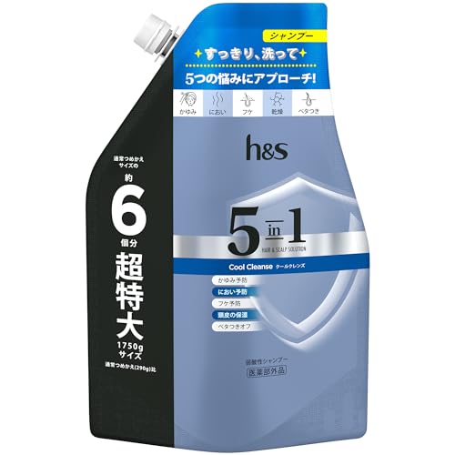 単品クールクレンズ/1750g(通常つめかえ6個分)/-・Size:1750g(通常つめかえ6個分)PatternName:【単品】クールクレンズシャンプー・パッケージ個数:1・【超特大】h&s(エイチアンドエス5in1 クールクレンズ シ...