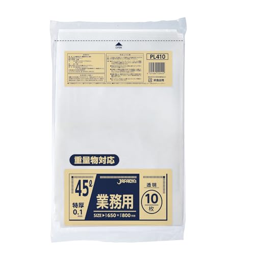 nill/45L/4521684100429・Size:45L・パッケージ個数:1・業務用45L・重量物対応・透明・10枚●破れにくく、丈夫な特厚タイプです。 ●厚みが0.1ミリ。かなりの厚手です。 ●二重シールで丈夫。 ●豊富に5サイズを...