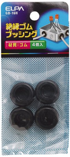 -/-/GB-16H・パッケージ個数:1・カラー：ブラック・サイズ（約）：［1個］外径25×内径13×高8mm、パッケージサイズ（約）：幅60×奥10×高130mm・重量（約）：12g・入り数：4個入●埋込ボックスなどに電線を入れる際の絶縁...