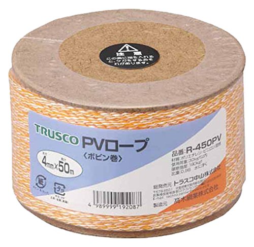 50mイエロー/4mm/R450PV・Size:4mmStyle:50m・パッケージ個数:1・色:黄・線径(mm):4・長さ(m):50・包装形態:ボビン巻(小)・質量(kg):0.55商品紹介 ●3つ打●軽包袋の梱包。●建築現場の資材固定...