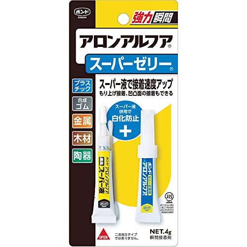 1本透明/-/#30533・パッケージ個数:1・スーパー液との併用でハイスピード接着が可能・正味重量:4g・ゼリー状でたれない。しみ込まない ・充てんOK。ハイスピード接着 ・スーパー液付