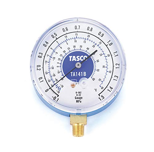 低圧側-/-/TA141B・Style:低圧側・パッケージ個数:1・圧力範囲:-0.1~1.5MPa・R22/R12/R502用連成計・低圧側-0.1~1.5MPa・品番:TA141B・ブランド:イチネンTASCOR22/R12/R502用連成計