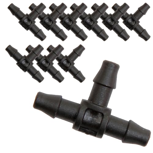 ブラック/0.5 x 2.7 x 1.2 cm/SMKS-18・パッケージ個数:1・入数:10本入・形状:T型・適用:メインホース・マイクロチューブ用・適合ホース内径:4mm・材質:PP水やり作業をお手伝い、マイクロ潅水システム用パーツ 【...