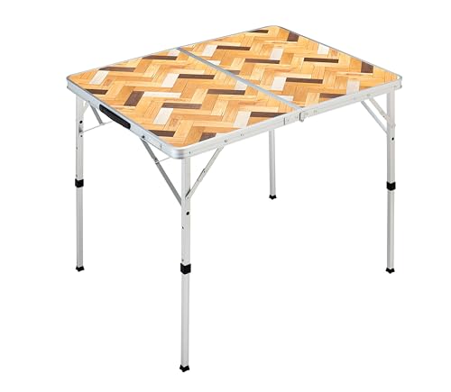 茶系、シルバー/約90×70×70/60/40(h)cm/2205816・PatternName:ナチュラルパズルテーブル 幅90cm・パッケージ個数:1・【使用シーン】　アウトドア、キャンプ、BBQはもちろん、ベランダ、バルコニー、ガーデ...