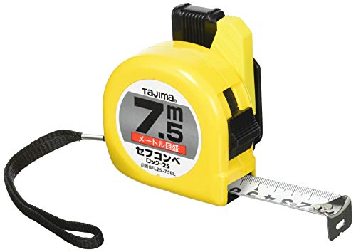 黒/長さ7.5 m/SFL2575BL・Size:長さ7.5 m・パッケージ個数:1・片手で簡単脱着できる、落下防止用ベルトホルダー付・テープを固定できる、ロックタイプ・0点補正移動爪・ショックアブソーバー付・製品重量:408g●不意の落下...