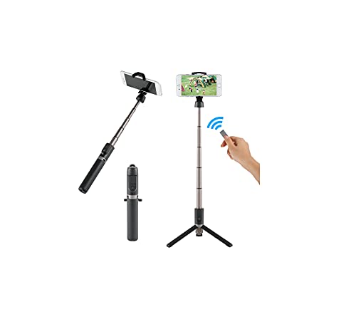 スマホスタンドブラック/スタンド時全高: 685mm/ 自撮り棒時全高: 740mm/ 縮長: 183mm/302632・Color:ブラックStyle:スマホスタンド・パッケージ個数:1・シャッターボタン付き自撮り棒が便利なスマホ三脚に大...