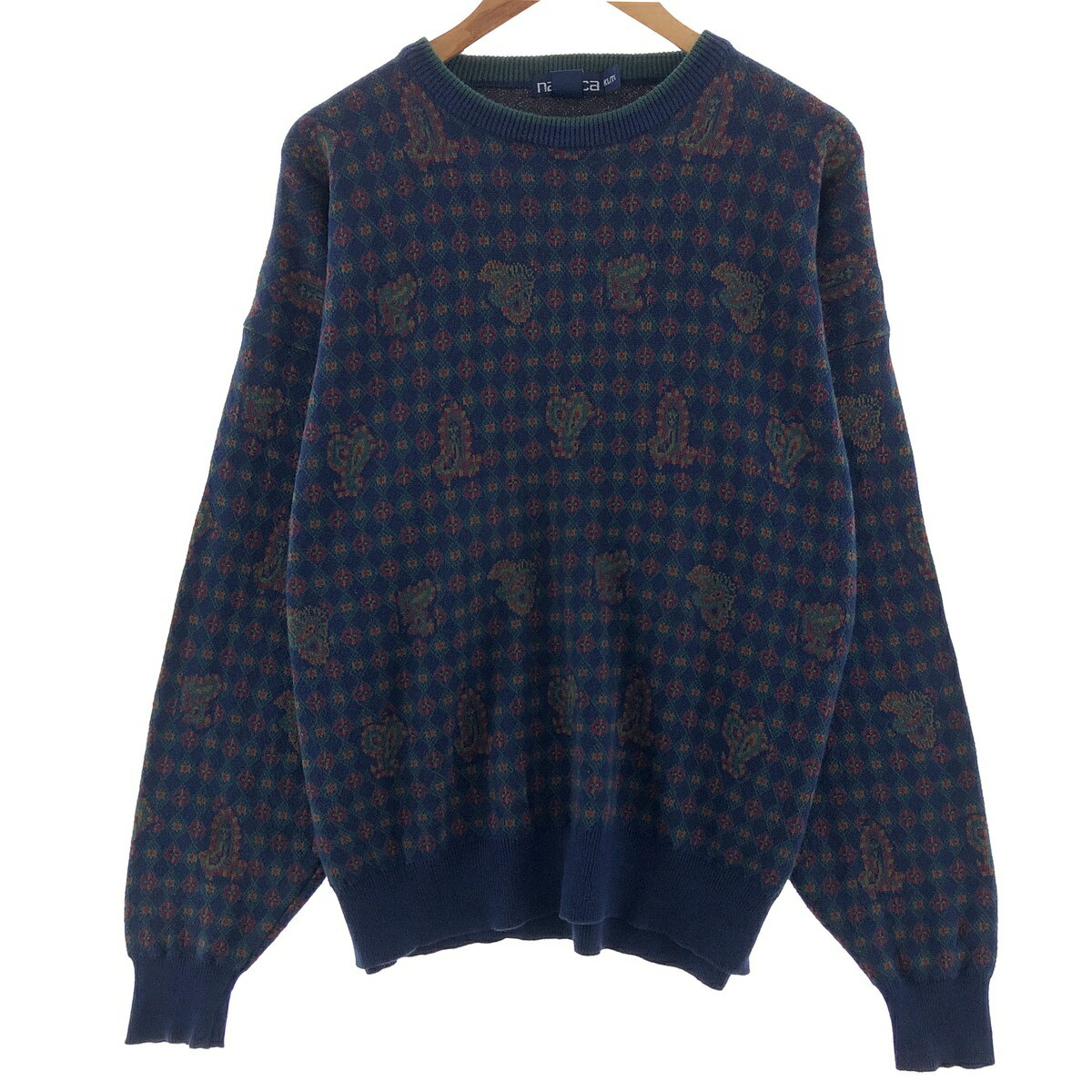 商品詳細 ブランド・NAUTICA・ノーティカ・ 特徴・クルーネック(丸首)・長袖・ヴィンテージ・ モデル/形状・コットンニットセーター・ 素材・コットン:100%・ 色・グリーン系 緑色・レッド系 赤色・ 柄・総柄・ 生産国・香港製・ 年...