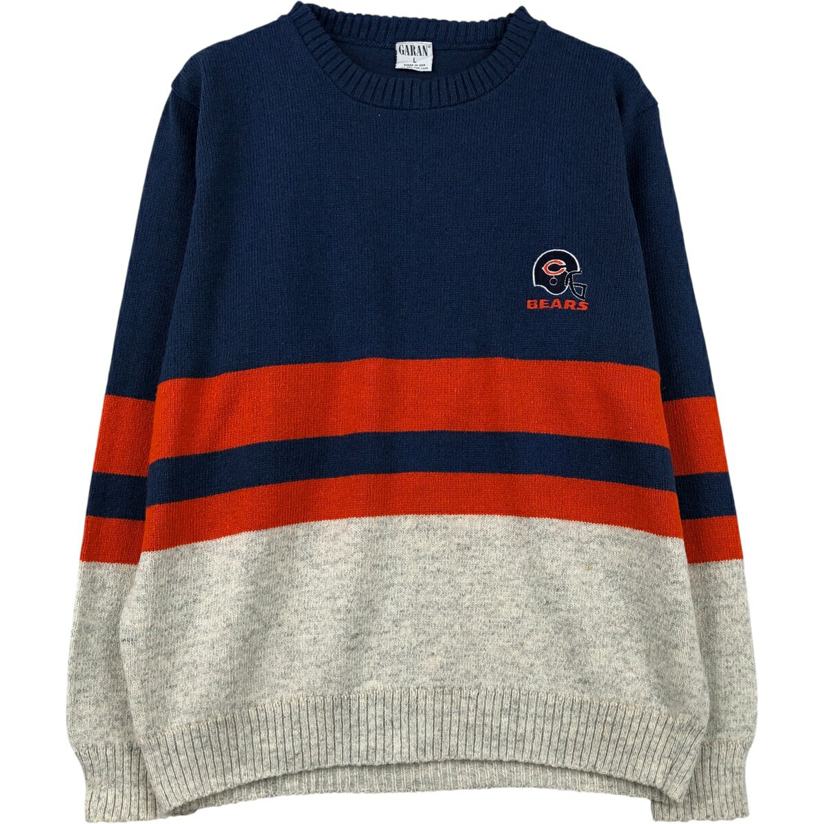 商品詳細 ブランド・GARAN・ 特徴・長袖・クルーネック(丸首)・ モデル/形状・NFL CHICAGO BEARS シカゴベアーズ・コットンニットセーター・ 素材・アクリル:80%・ポリエステル:20%・ 色・ブルー系 青色・マルチカラ...