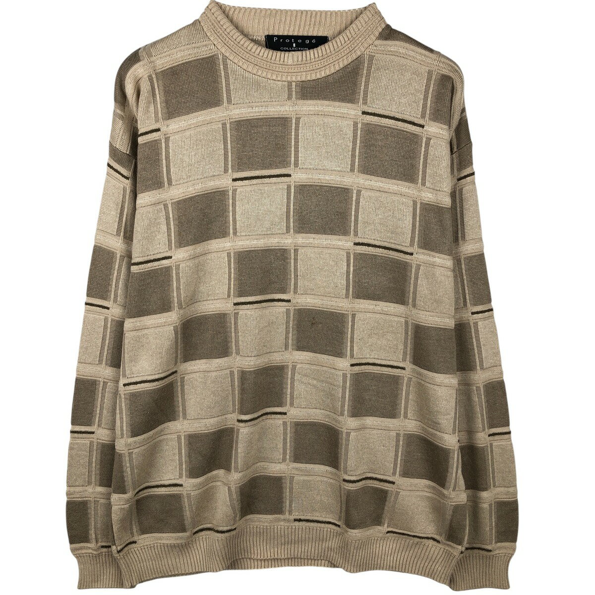 商品詳細 ブランド・Protege・ 特徴・長袖・クルーネック(丸首)・ モデル/形状・アクリルニットセーター・ 素材・アクリル:100%・ 色・ベージュ系・ 柄・総柄・ 生産国・USA製・ 年代 サイズ・メンズL・表記サイズ:L・着丈:6...