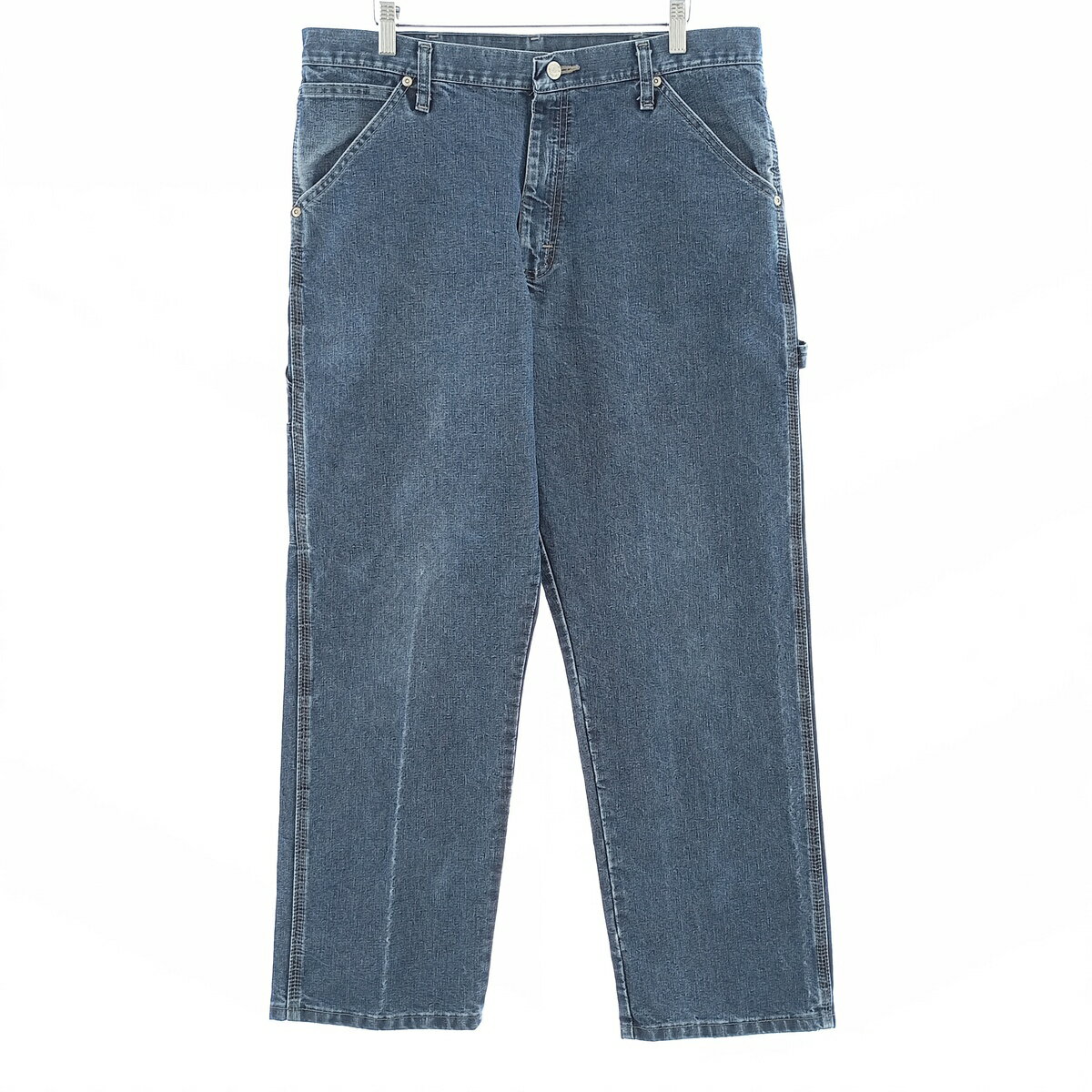 商品詳細 ブランド・Wrangler・ラングラー・ 特徴・ジッパーフライ・スパナポケット・ワイドパンツ・ハンマーループ・ モデル/形状・デニムペインターパンツ・ 素材・コットン:68%・ポリエステル:32%・ 色・ブルー系 青色・ 柄・ロゴ...