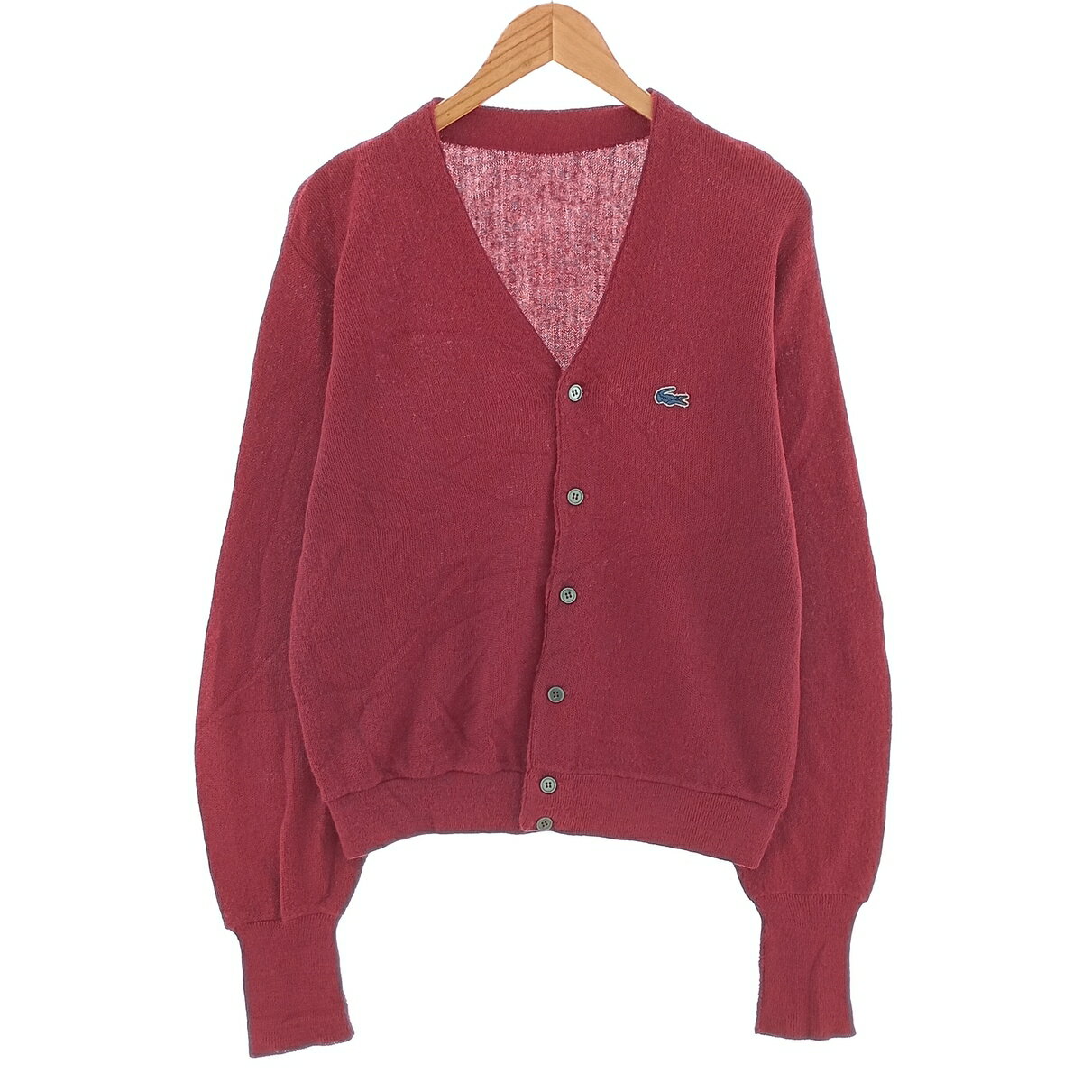商品詳細 ブランド・LACOSTE・ラコステ・ 特徴・長袖・ヴィンテージ・ モデル/形状・アクリルニットカーディガン・ 素材・オーロンアクリル:100%・ 色・エンジ系 バーガンディ・ 柄・無地・ワンポイント・ 生産国・不明・ 年代・80年...