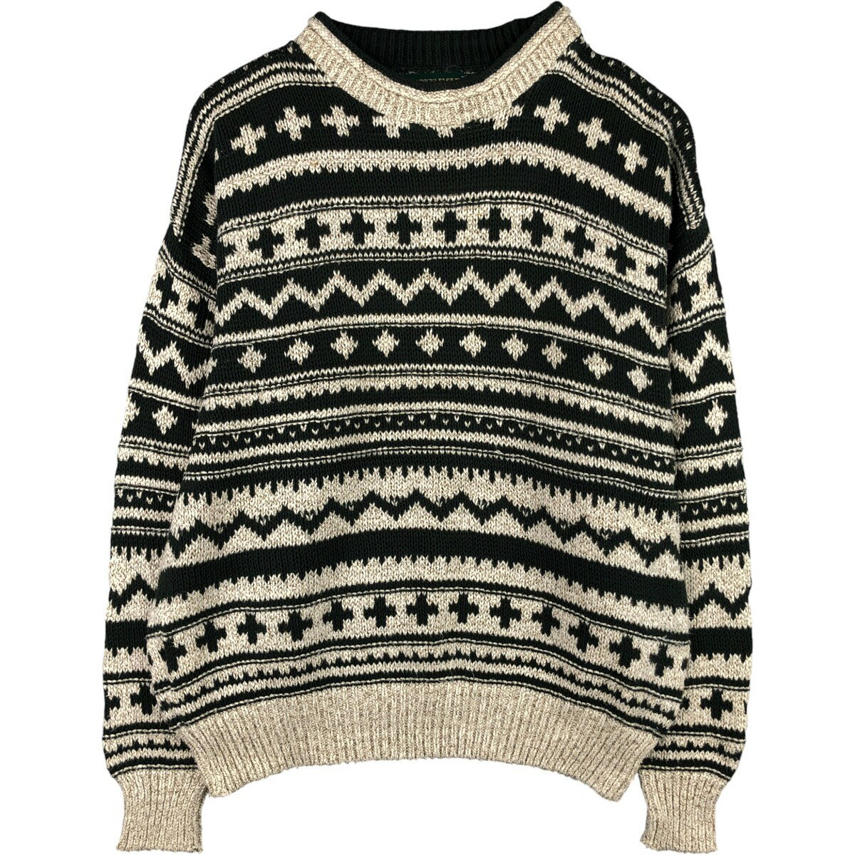 商品詳細 ブランド・AMERICAN EAGLE OUTFITTERS・アメリカンイーグル・ 特徴・長袖・モックネック・ヴィンテージ・ モデル/形状・ニットセーター・ 素材・コットン:100%・ 色・アイボリー・グリーン系 濃緑・ 柄・総柄...