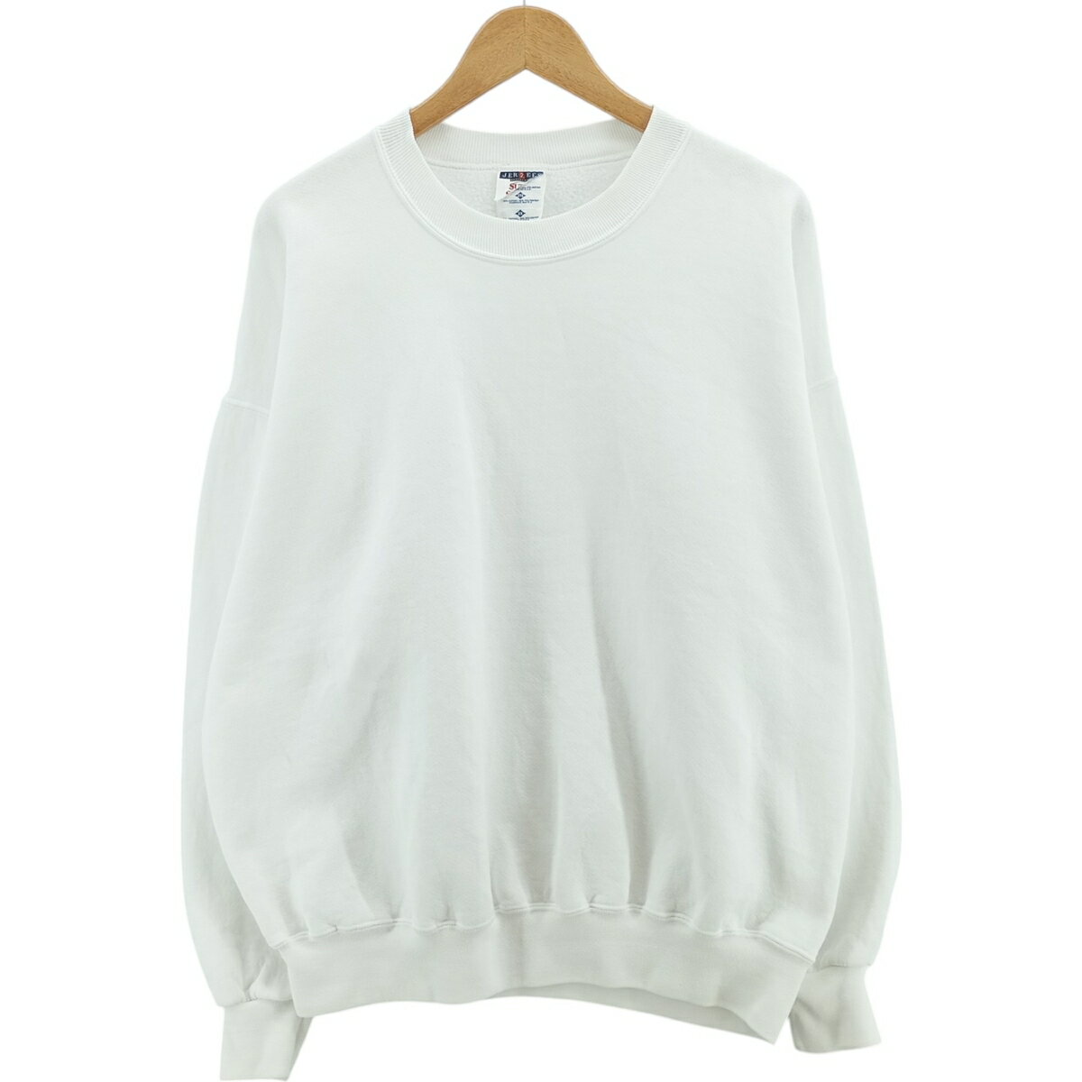 商品詳細 ブランド・Jerzees・ジャージーズ・ 特徴・クルーネック(丸首)・長袖・ヴィンテージ・ モデル/形状・無地 ブランクスウェットシャツ トレーナー・ 素材・コットン:50%・ポリエステル:50%・ 色・ホワイト系 白色・ 柄・無...