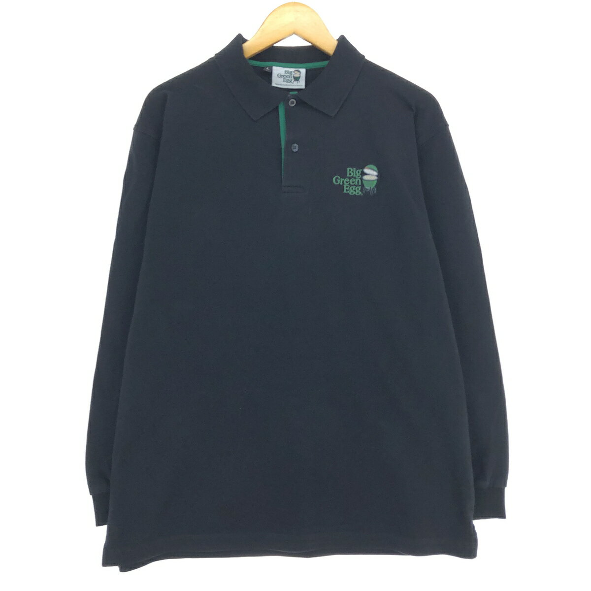 商品詳細 ブランド・BIG GREEN EGG・ 特徴・レギュラーカラー・長袖・ モデル/形状・長袖 ポロシャツ・ 素材・コットン:95%・スパンデックス・ 色・ブラック系 黒色・ 柄・無地・ 生産国・USA製・ 年代 サイズ・メンズL・表...