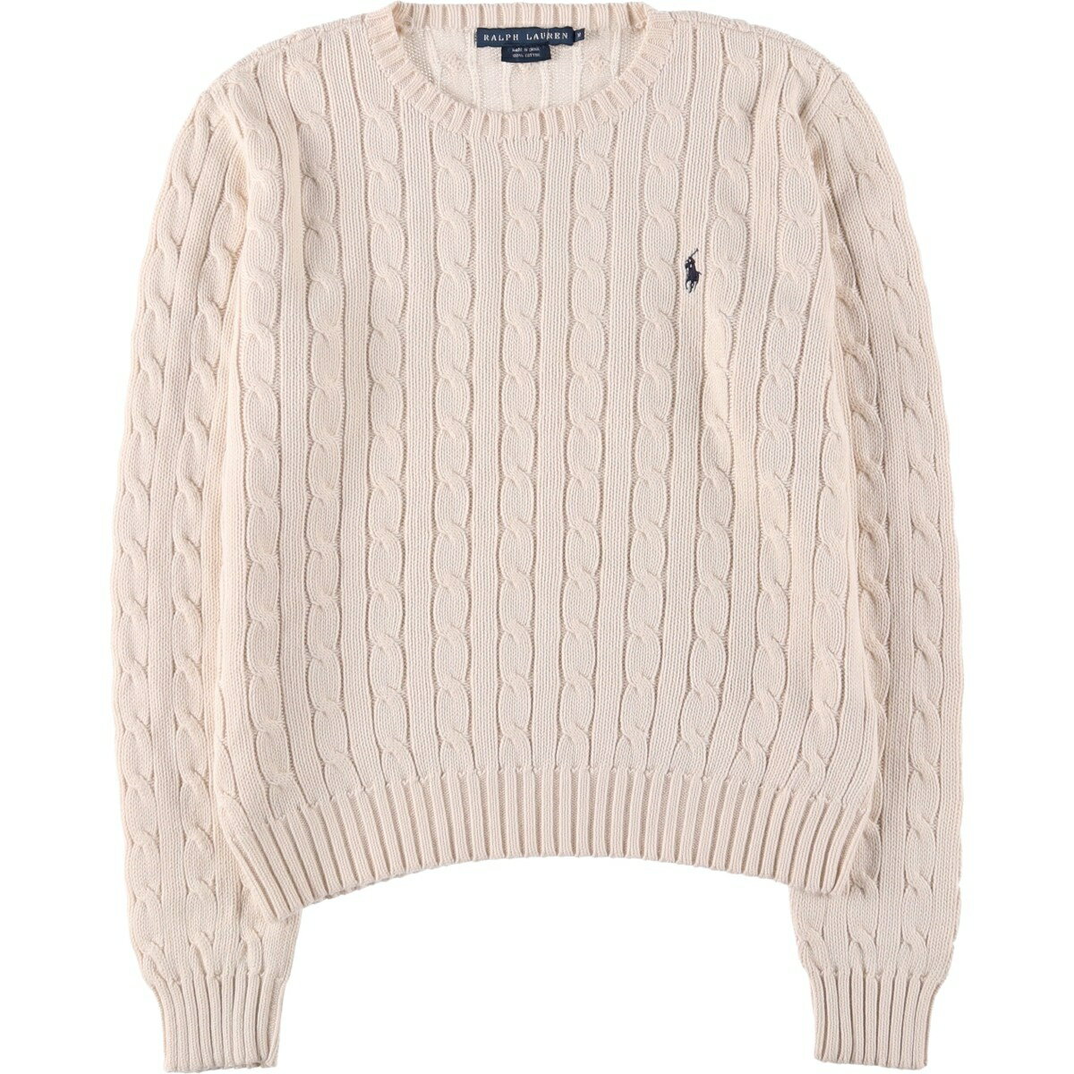 商品詳細 ブランド・Ralph Lauren・ラルフローレン・ 特徴・クルーネック(丸首)・長袖・短丈 ショート丈・ケーブル編み・ モデル/形状・コットンニットセーター・ 素材・コットン:100%・ 色・オフホワイト系 淡白色・ 柄・無地・...