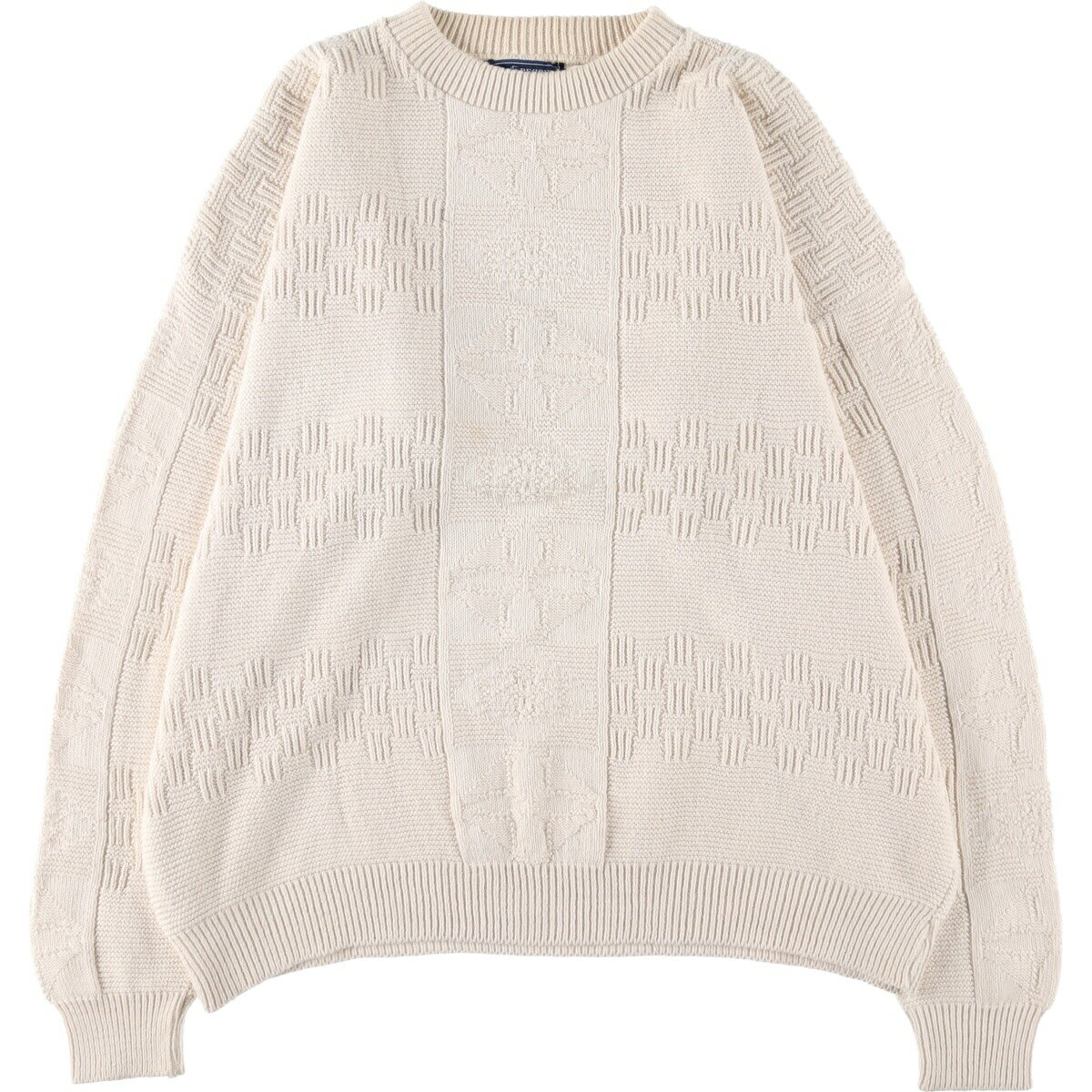 商品詳細 ブランド・PECONIC BAY TRADERS・ 特徴・長袖・クルーネック(丸首)・ヴィンテージ・ モデル/形状・コットンニットセーター・ 素材・コットン:100%・ 色・アイボリー・ 柄・無地・ 生産国・USA製・ 年代・90...