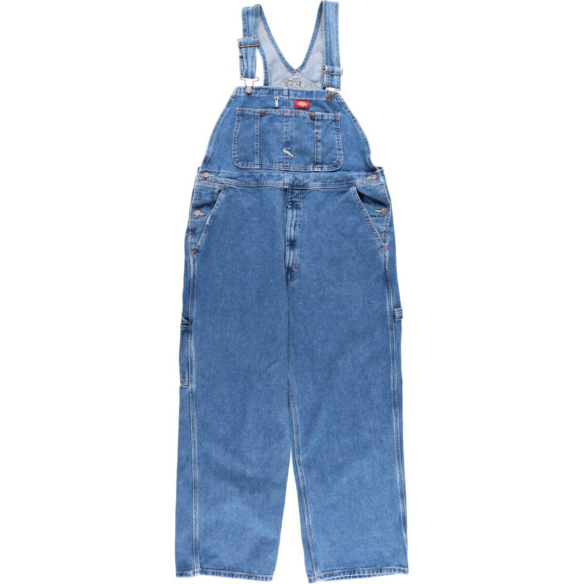 商品詳細 ブランド・Dickies・ディッキーズ・ 特徴・ジッパーフライ・ハンマーループ・スパナポケット・ワイドパンツ・ モデル/形状・デニムオーバーオール・ 素材・コットン:100%・ 色・ブルー系 青色・ 柄・無地・ロゴパッチ・ 生産国...