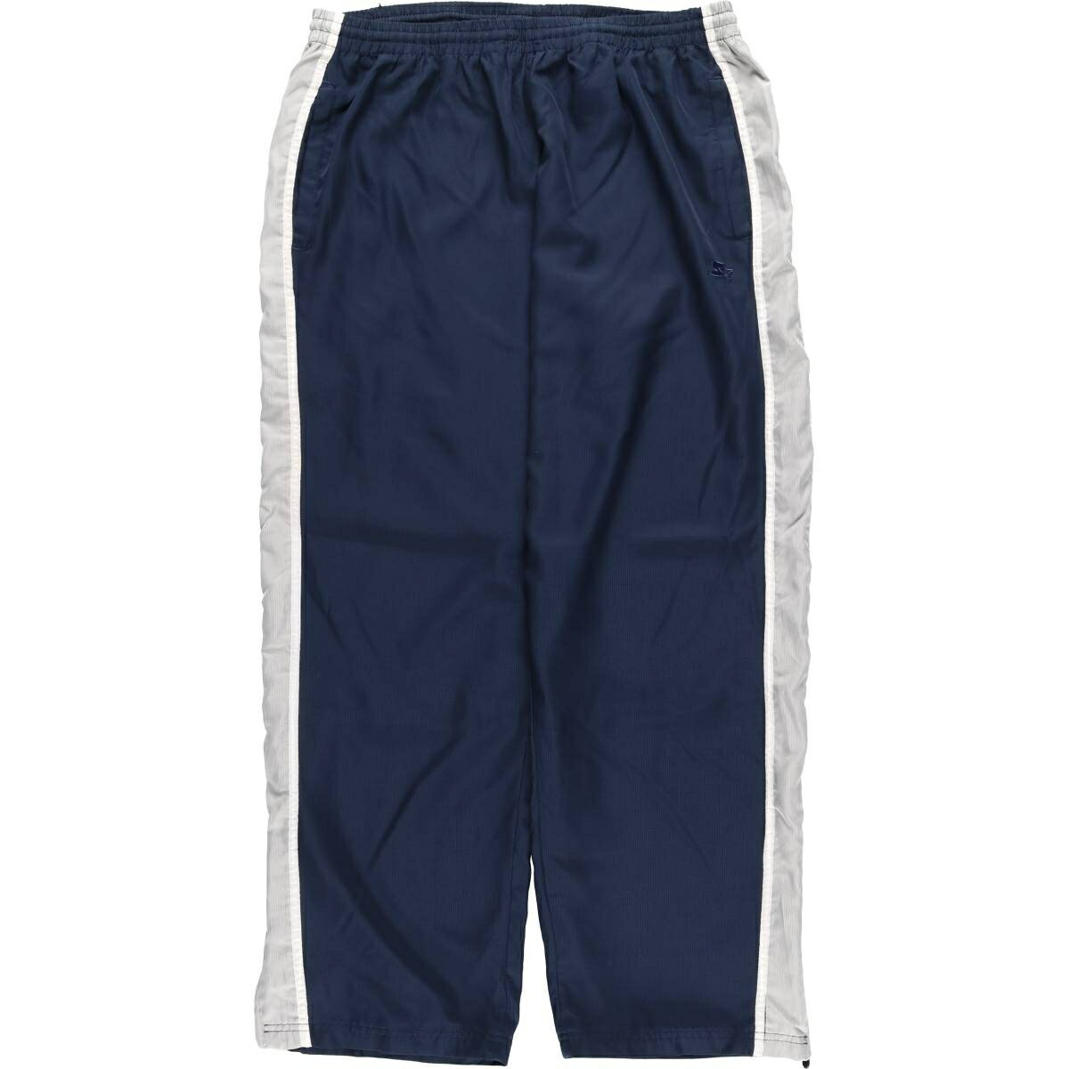 商品詳細 ブランド・Starter・スターター・ 特徴・ウエスト調節ひも・ワイドパンツ・裾ジップ・リップストップ・ モデル/形状・ウォームアップパンツ・ナイロンパンツ シャカシャカパンツ・ 素材・ポリエステル:100%・ 色・ネイビー系 紺...