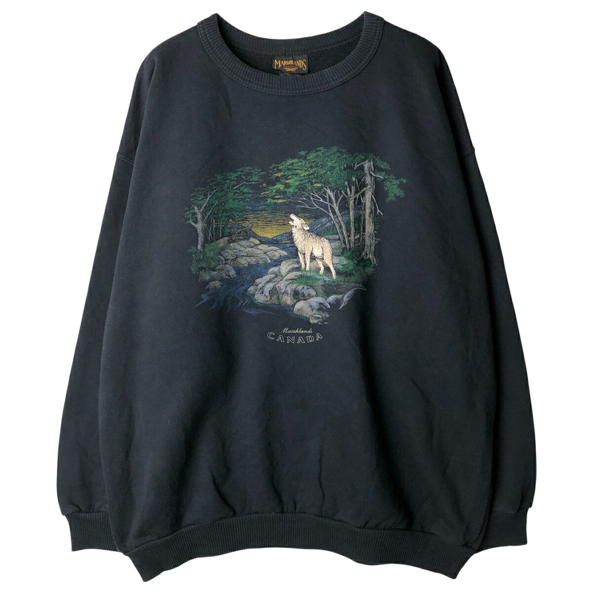 商品詳細 ブランド・MARSHLANDS・ 特徴・クルーネック(丸首)・長袖・ヴィンテージ・オオカミ柄・ モデル/形状・アニマル スウェットシャツ トレーナー・ 素材・不明・ 色・ブラック系 黒色・ 柄・プリント・アニマル柄・刺繍・ 生産国...