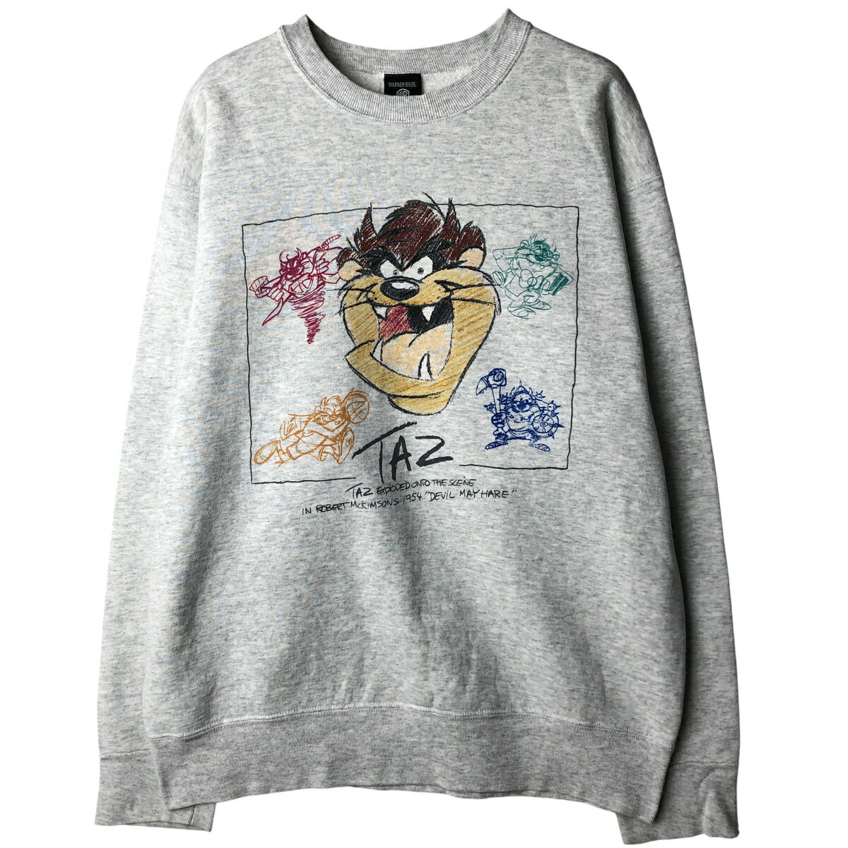 商品詳細 ブランド・WARNER BROS・ 特徴・クルーネック(丸首)・長袖・ヴィンテージ・ モデル/形状・LOONEY TUNES ルーニーテューンズ タズマニアンデビル・キャラクタースウェットシャツ トレーナー・ 素材・コットン:90...