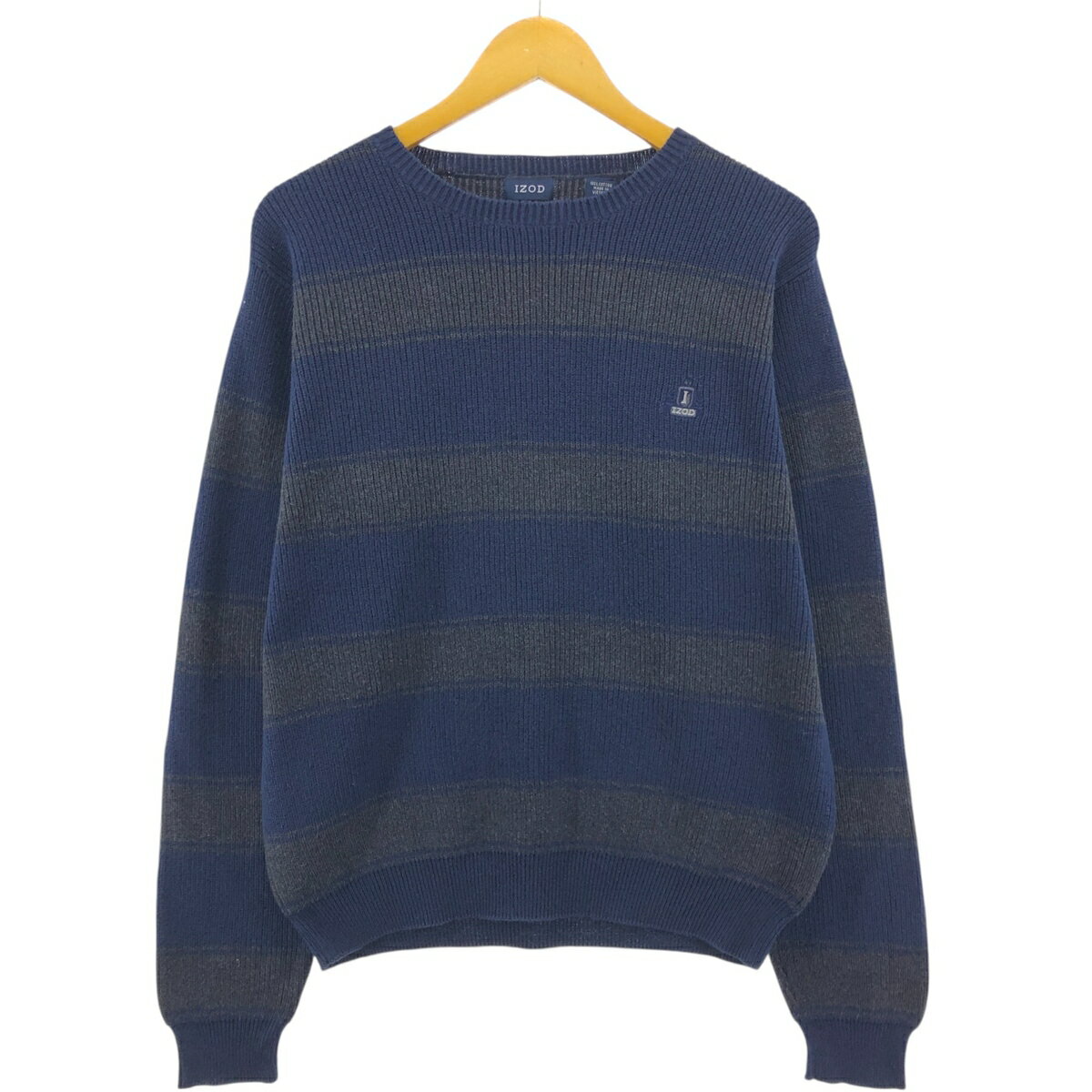 商品詳細 ブランド・IZOD・ 特徴・長袖・クルーネック(丸首)・ モデル/形状・コットンニットセーター・ 素材・コットン:100%・ 色・ネイビー系 紺色・グリーン系 緑色・ 柄・ボーダー柄・ 生産国・ベトナム製・ 年代 サイズ・表記サイ...