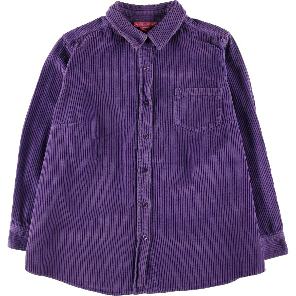商品詳細 ブランド・woman within・ 特徴・長袖・レギュラーカラー・ モデル/形状・長袖 コーデュロイシャツ・ 素材・コットン:100%・ 色・パープル系 紫色・ 柄・無地・ 生産国・中国製・ 年代 サイズ・レディースL・表記サイ...