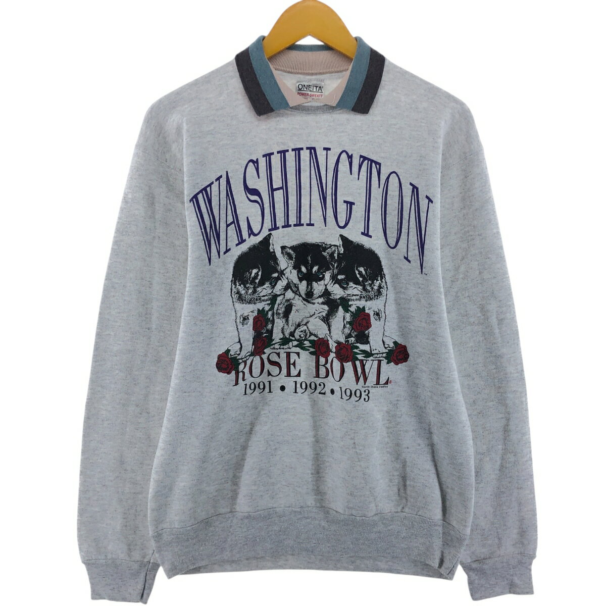 商品詳細 ブランド・ONEITA・オニータ・ 特徴・クルーネック(丸首)・長袖・襟付き・ヴィンテージ・ モデル/形状・カレッジ キャラクタースウェットシャツ トレーナー・ 素材・コットン:50%・ポリエステル:50%・ 色・グレー系 灰色・...