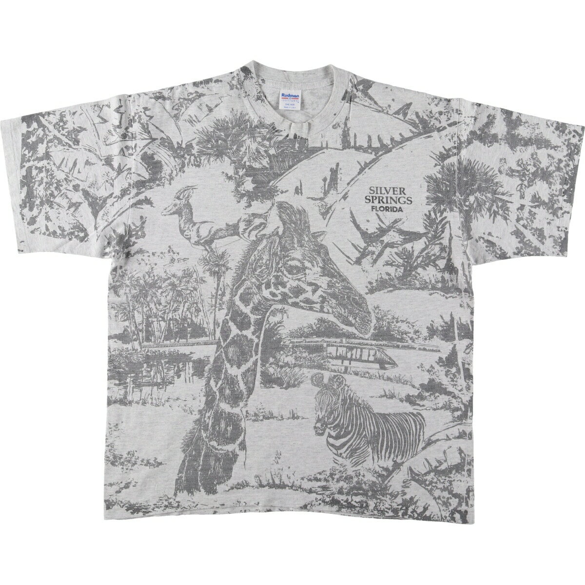 商品詳細 ブランド・RUDMAN・ 特徴・半袖・両面プリント・大判プリント・シングルステッチ・ヴィンテージ・ モデル/形状・アニマルTシャツ・ 素材・コットン:100%・ 色・グレー系 灰色・ 柄・プリント・ 生産国・USA製・ 年代・90...