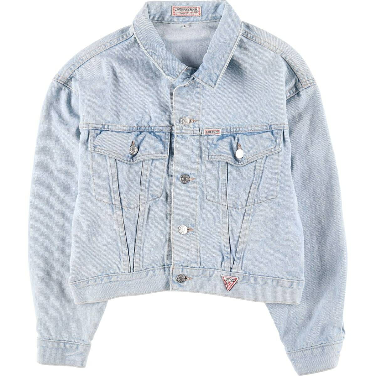 商品詳細 ブランド・Guess・ゲス・ 特徴・長袖・短丈 ショート丈・ヴィンテージ・ モデル/形状・A GEORGES MARCIANO DESIGN・デニムジャケット Gジャン・ 素材・コットン:100%・ 色・ブルー系 水色・ 柄・無地...