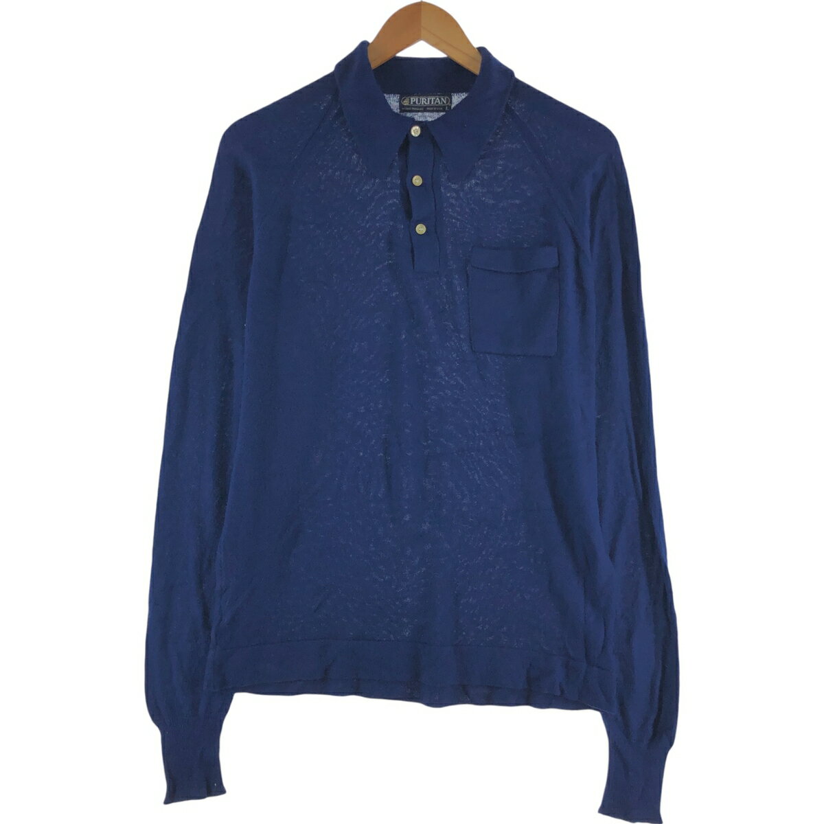 商品詳細 ブランド・PURITAN・ピューリタン・ 特徴・レギュラーカラー・長袖・ヴィンテージ・ モデル/形状・ポロニットセーター・ 素材・アクリル:100%・ 色・ネイビー系 紺色・ 柄・無地・ 生産国・USA製・ 年代・80年代・ サイ...