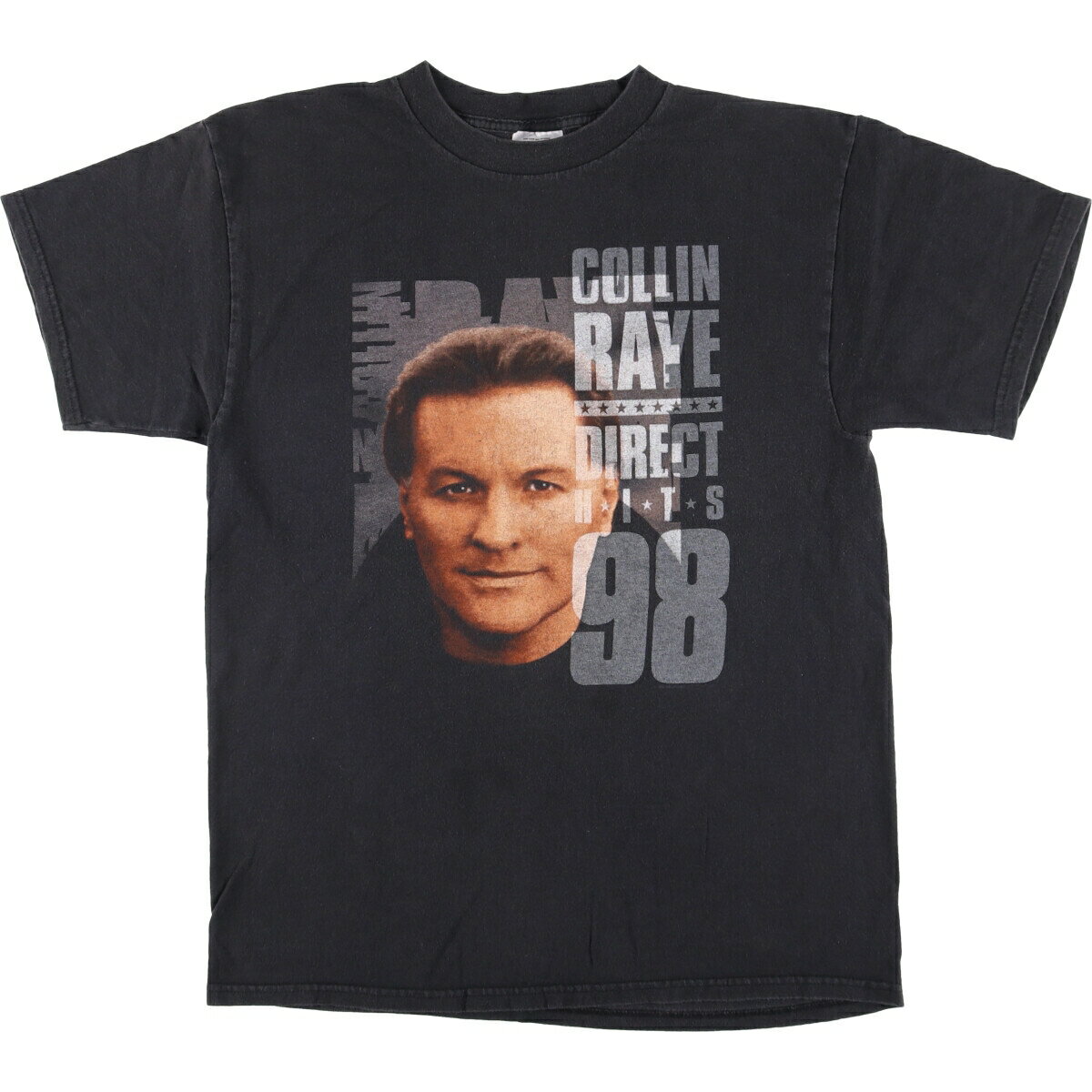 商品詳細 ブランド・TULTEX・タルテックス・ 特徴・クルーネック(丸首)・半袖・両面プリント・ヴィンテージ・ モデル/形状・Collin Raye コリン レイ・バンドTシャツ バンT・ 素材・コットン:100%・ 色・ブラック系 黒色...