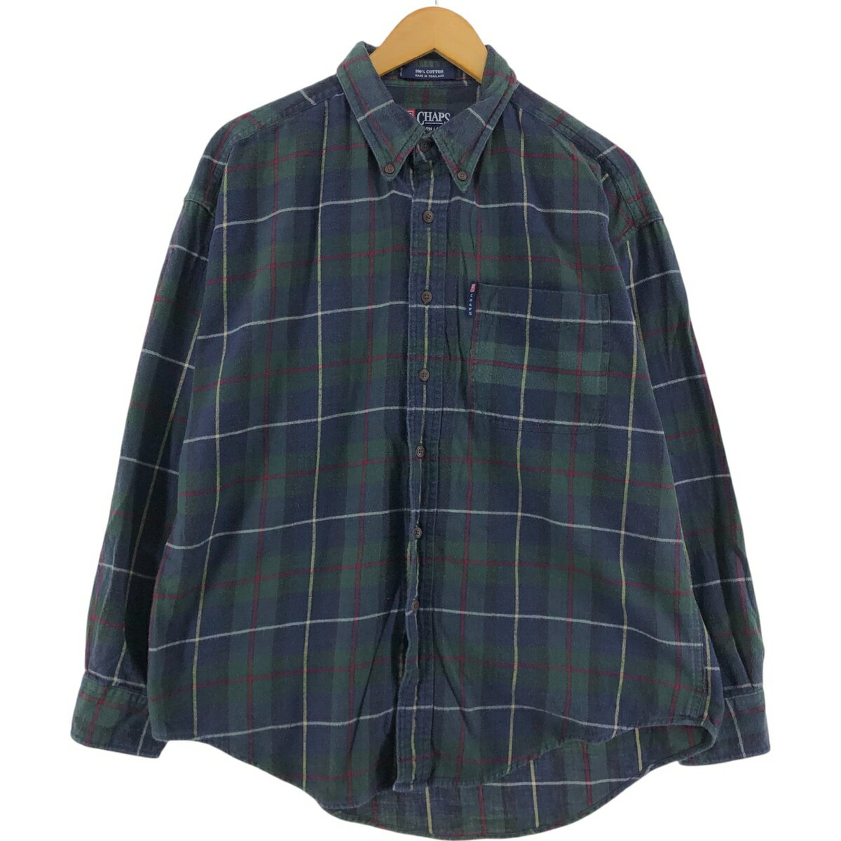 商品詳細 ブランド・Ralph Lauren・ラルフローレン・ 特徴・ボタンダウン・長袖・ヴィンテージ・ モデル/形状・CHAPS チャップス・長袖 ボタンダウン ライトネルチェックシャツ・ 素材・コットン:100%・ 色・グリーン系 濃緑...