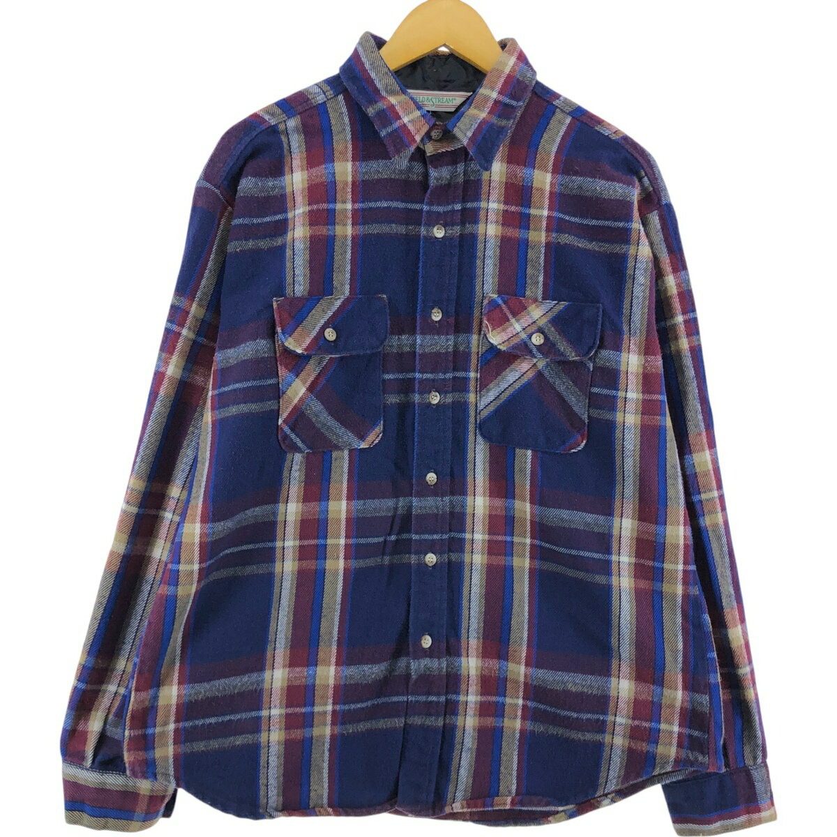 商品詳細 ブランド・FIELD&STREAM・フィールドアンドストリーム・ 特徴・レギュラーカラー・長袖・ヴィンテージ・襟芯入り・フラップポケット・ モデル/形状・長袖 フランネルチェックシャツ・ 素材・コットン:100%・ 色・ブルー系 ...