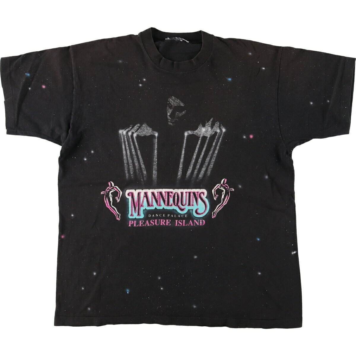 商品詳細 ブランド・UNKNOWN・ 特徴・クルーネック(丸首)・半袖・大判プリント・シングルステッチ・ モデル/形状・プリントTシャツ・ 素材・不明・ 色・ブラック系 黒色・ 柄・プリント・ 生産国・不明・ 年代 サイズ・メンズXL・表記...