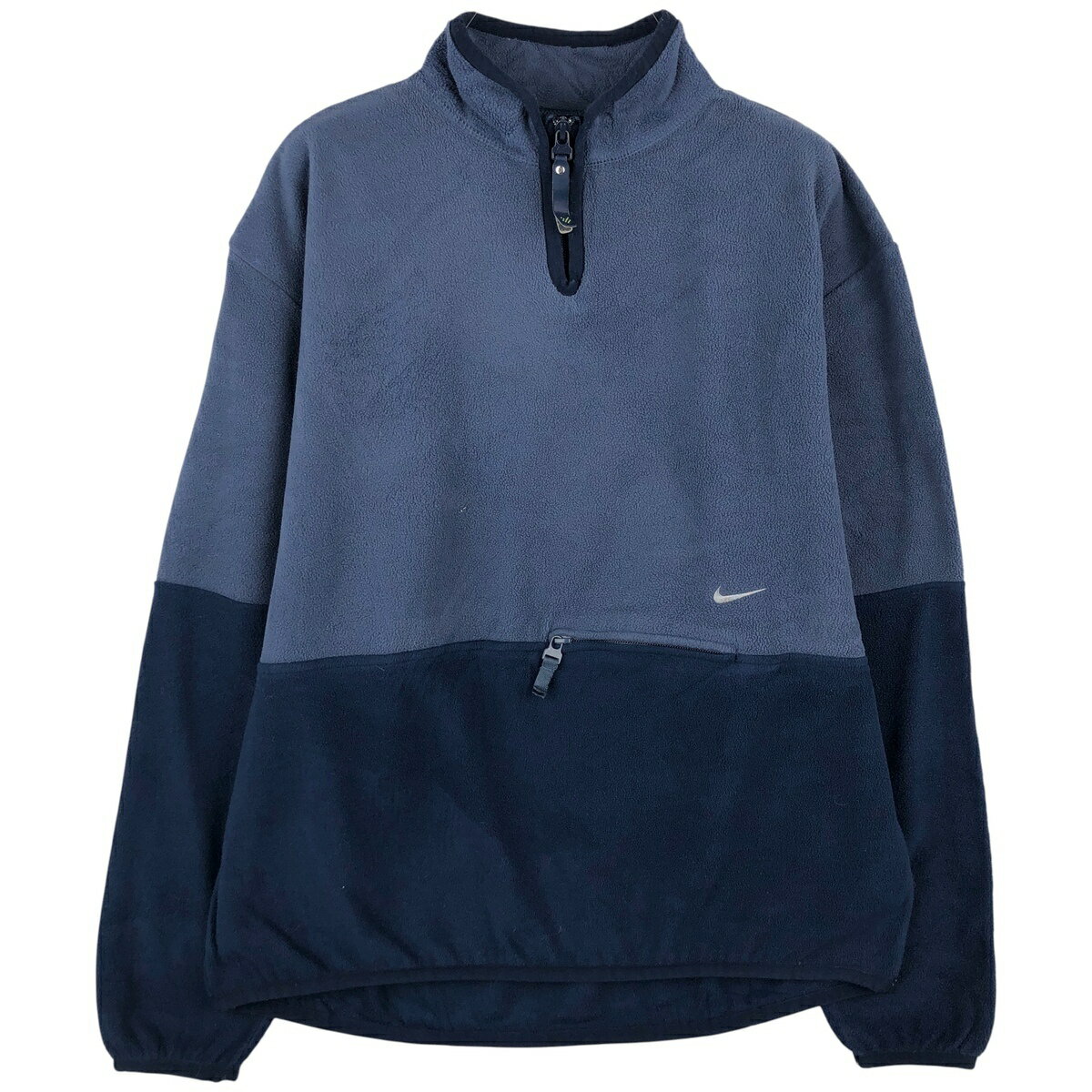 商品詳細 ブランド・NIKE・ナイキ・ 特徴・ハーフジップ・長袖・ モデル/形状・フリースプルオーバー・ 素材・ポリエステル:100%・ 色・ネイビー系 紺色・ 柄・ロゴ刺繍・パッチ・ 生産国・中国製・ 年代・00年代・ サイズ・メンズXL...