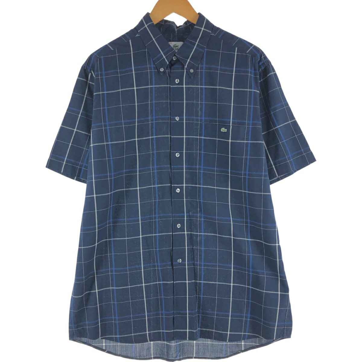商品詳細 ブランド・LACOSTE・ラコステ・ 特徴・ボタンダウン・半袖・ モデル/形状・半袖 ボタンダウン チェックシャツ・ 素材・コットン:100%・ 色・ネイビー系 紺色・ 柄・チェック柄・ワンポイント・ 生産国・不明・ 年代・00年...