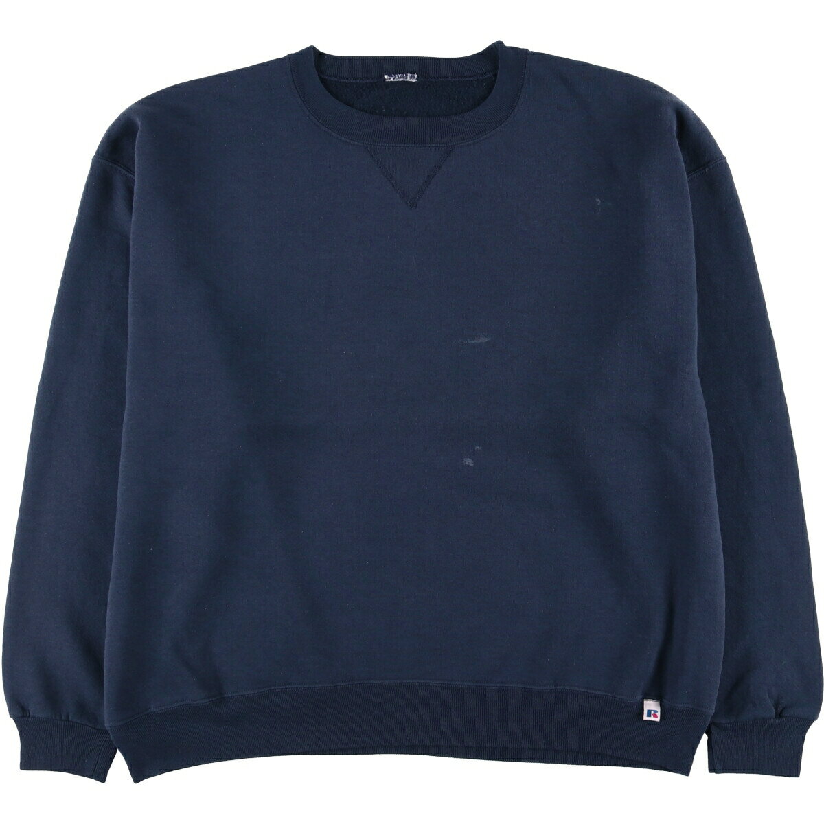 商品詳細 ブランド・Russell・ラッセル・ 特徴・クルーネック(丸首)・長袖・前Vガゼット・ モデル/形状・無地 ブランクスウェットシャツ トレーナー・ 素材・不明・ 色・ネイビー系 紺色・ 柄・無地・ 生産国・不明・ 年代 サイズ・メ...
