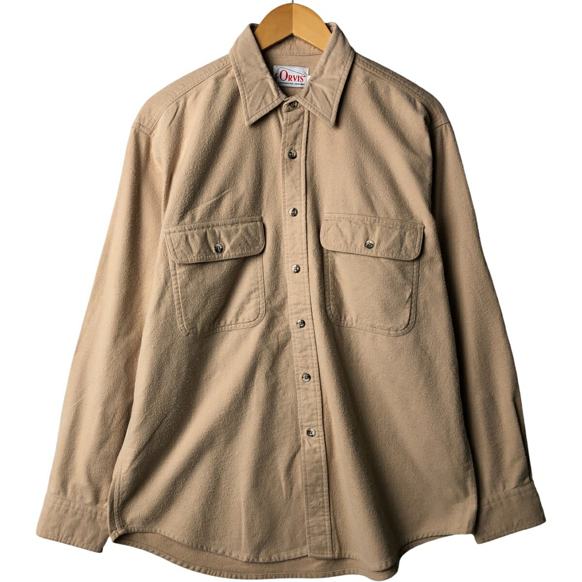 商品詳細 ブランド・ORVIS・オービス・ 特徴・厚手・レギュラーカラー・長袖・ヴィンテージ・フラップポケット・ モデル/形状・長袖 シャモアクロスシャツ・ 素材・コットン:100%・ 色・ベージュ系・ 柄・無地・ 生産国・メキシコ製・ 年...