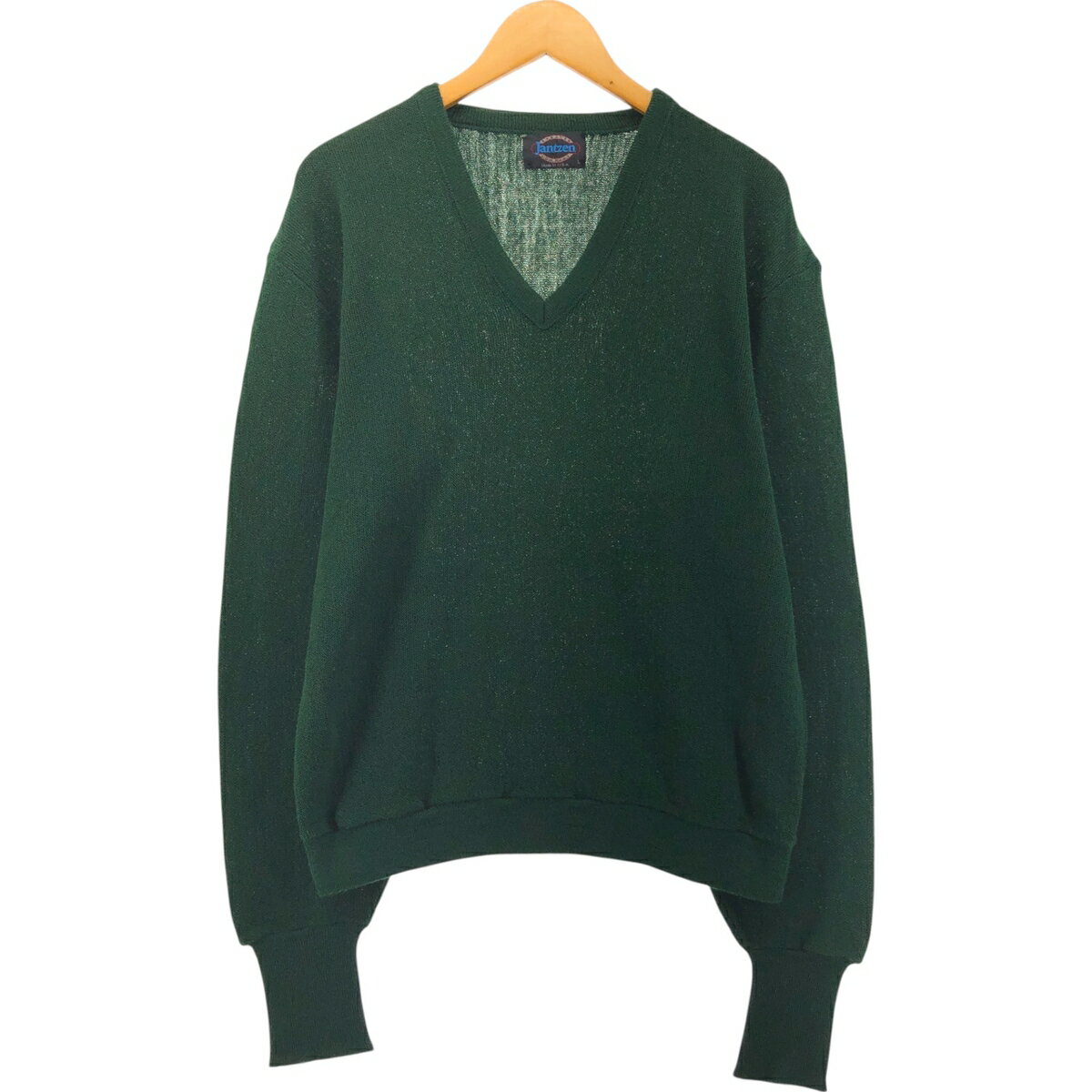 商品詳細 ブランド・Jantzen・ジャンセン・ 特徴・長袖・Vネック・ヴィンテージ・ モデル/形状・Vネック アクリルニットセーター・ 素材・不明・ 色・グリーン系 緑色・ 柄・無地・ 生産国・USA製・ 年代・80年代・ サイズ・メンズ...