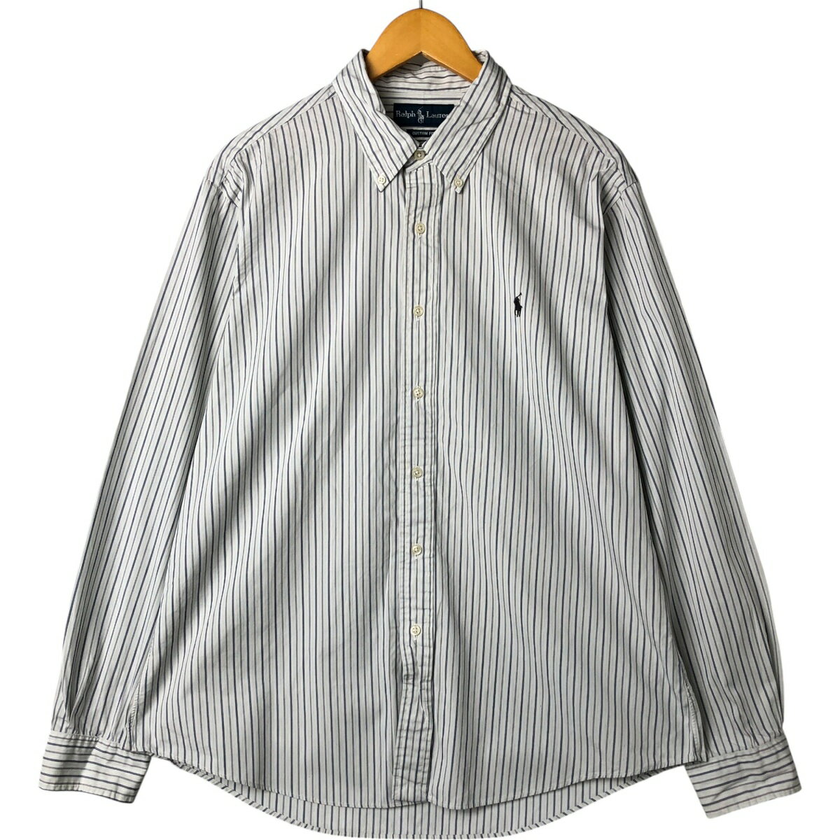 商品詳細 ブランド・Ralph Lauren・ラルフローレン・ 特徴・長袖・ボタンダウン・ モデル/形状・CUSTOM FIT・長袖 ボタンダウンストライプシャツ・ 素材・コットン:100%・ 色・ホワイト系 白色・ネイビー系 紺色・ 柄・...