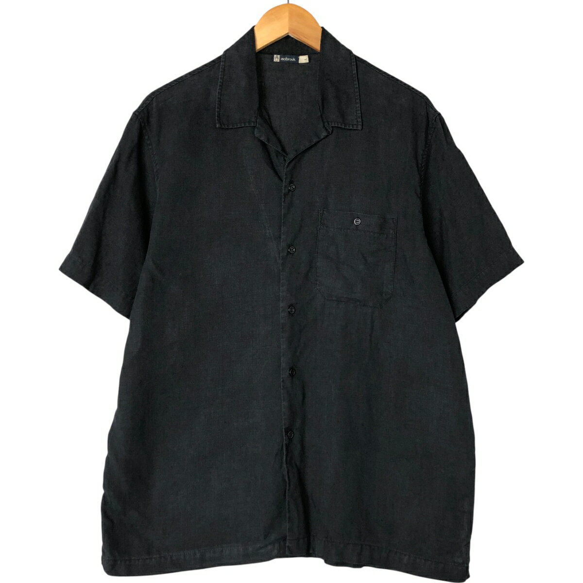 商品詳細 ブランド・mabrouk・ 特徴・オープンカラー・半袖・ボックスシャツ・ モデル/形状・半袖 オープンカラー リネンシャツ・ 素材・不明・ 色・ブラック系 黒色・ 柄・無地・ 生産国・不明・ 年代 サイズ・メンズL・表記サイズ:L...