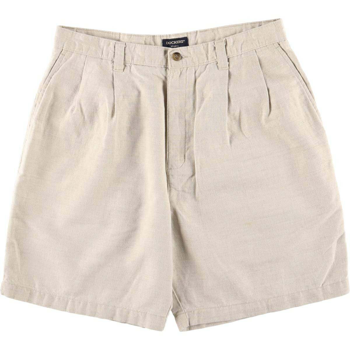 商品詳細 ブランド・DOCKERS・ドッカーズ・ 特徴・ジッパーフライ・ツータック・ワイドショートパンツ・ モデル/形状・KHAKIS・リネンショーツ ショートパンツ・ 素材・リネン:55%・コットン:45%・ 色・生成り・ 柄・無地・ロゴ...