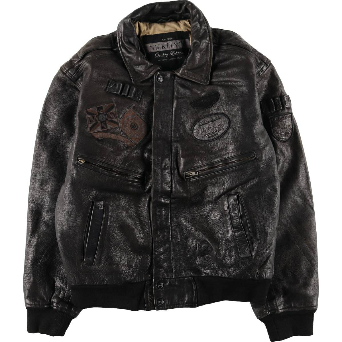 商品詳細 ブランド・NICKELSON・ 特徴・フルジップ・長袖・中綿入り・ベンチレーション・ モデル/形状・レザーフライトジャケット・ 素材・本革レザー・ 色・ブラック系 黒色・ 柄・ロゴ刺繍・パッチ・ 生産国・不明・ 年代 サイズ・メン...