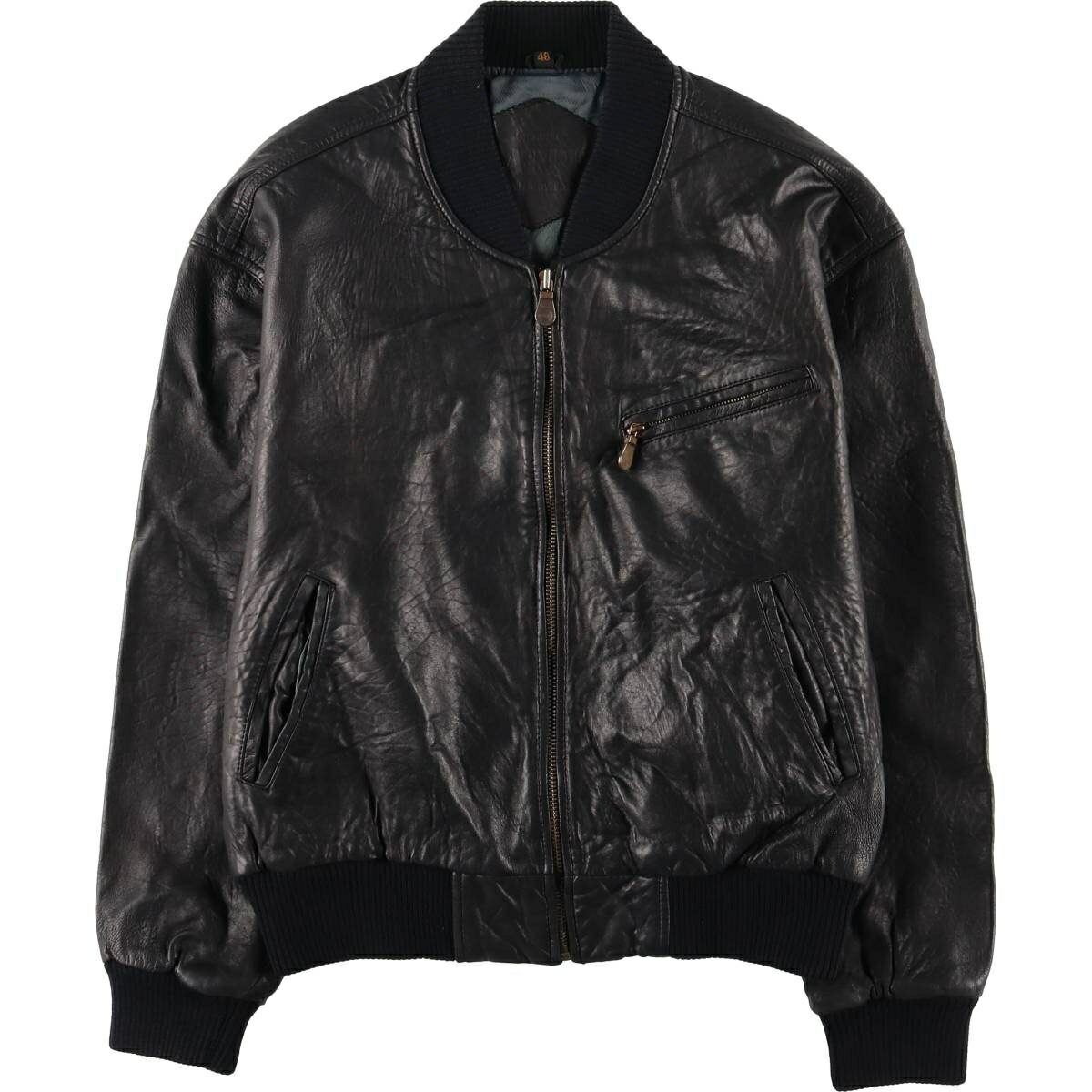 商品詳細 ブランド・TRAPPER・ 特徴・フルジップ・長袖・短丈 ショート丈・ モデル/形状・レザーブルゾン・ 素材・本革レザー・ 色・ブラック系 黒色・ 柄・無地・ 生産国・不明・ 年代 サイズ・メンズL・表記サイズ:48・着丈:59c...