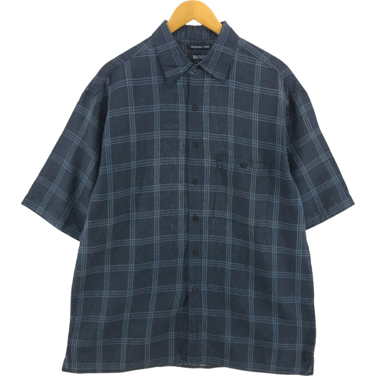 商品詳細 ブランド・BRUNO・ブルーノ・ 特徴・レギュラーカラー・半袖・ボックスシャツ・ モデル/形状・WASHABLE LINEN・半袖 リネンシャツ・ 素材・リネン:100%・ 色・ブラック系 黒色・ブルー系 水色・ 柄・チェック柄・...
