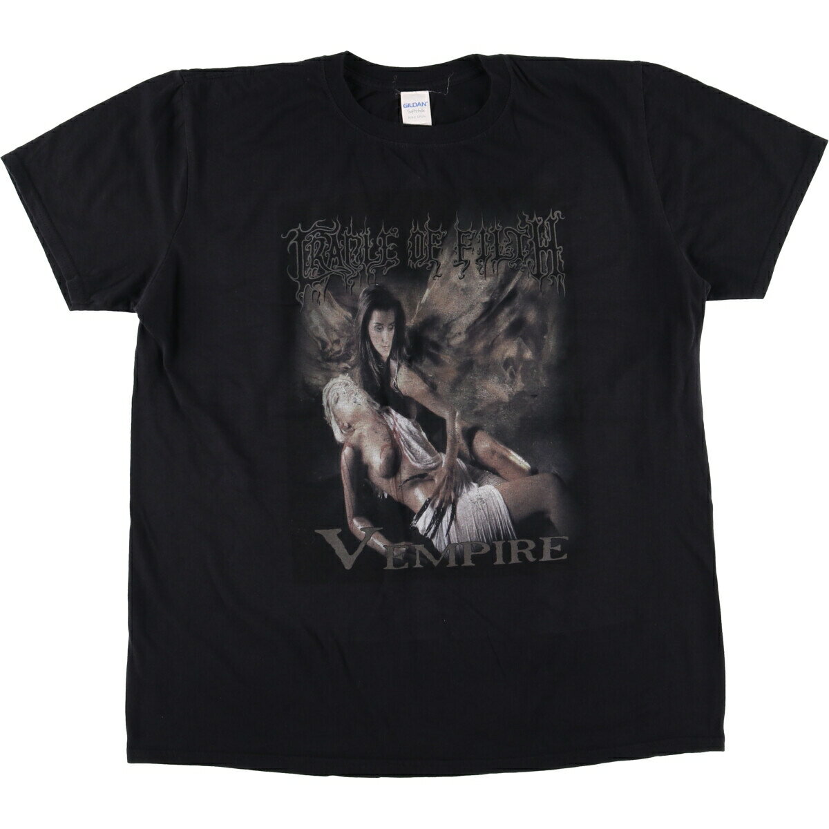 商品詳細 ブランド・GILDAN・ギルダン・ 特徴・クルーネック(丸首)・半袖・両面プリント・メタル・ モデル/形状・CRADLE OF FILTH クレイドルオブフィルス・バンドTシャツ バンT・ 素材・コットン:100%・ 色・ブラック...