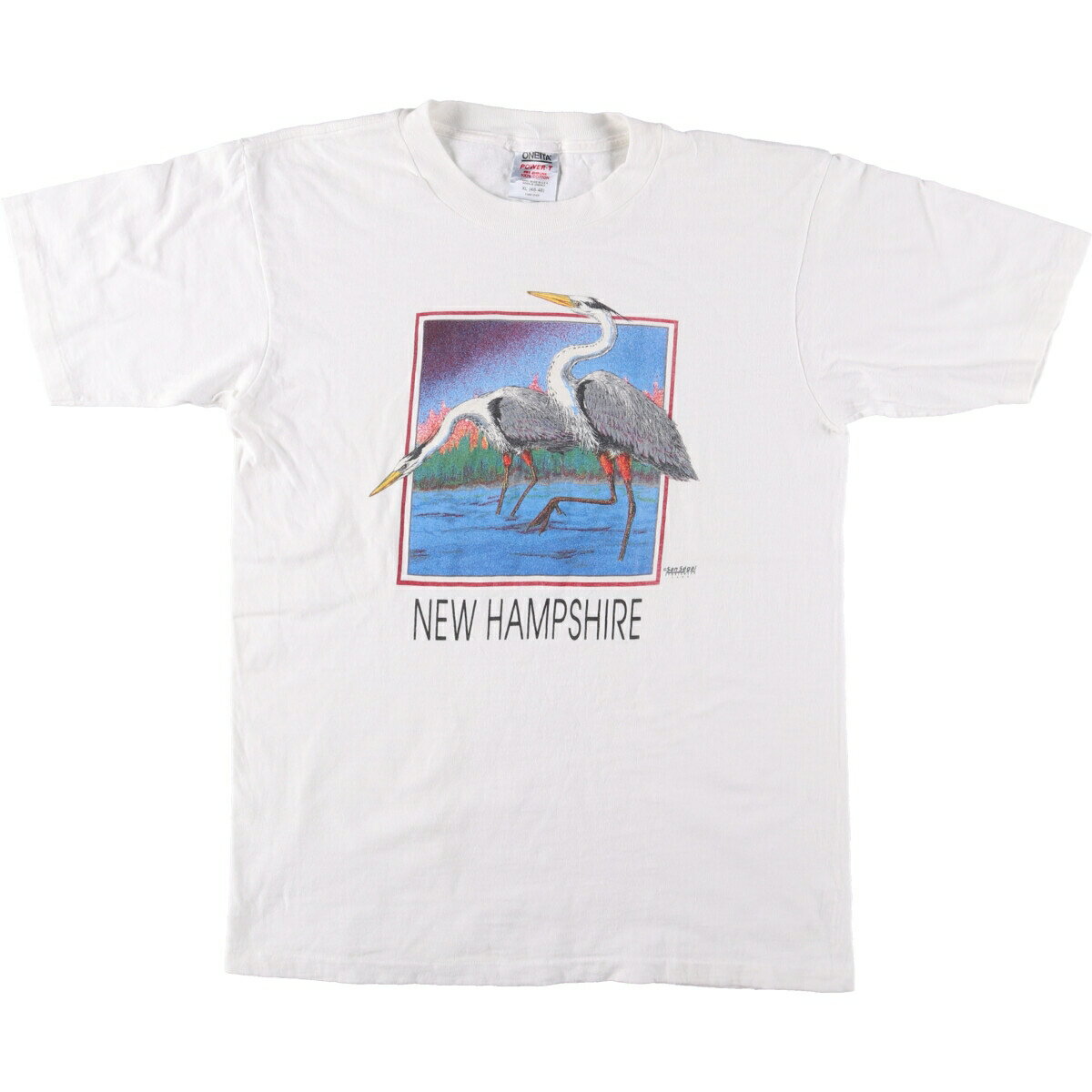 商品詳細 ブランド・ONEITA・オニータ・ 特徴・クルーネック(丸首)・半袖・シングルステッチ・ヴィンテージ・鳥柄・ モデル/形状・アニマルTシャツ・ 素材・コットン:100%・ 色・ホワイト系 白色・ 柄・プリント・アニマル柄・ 生産国...