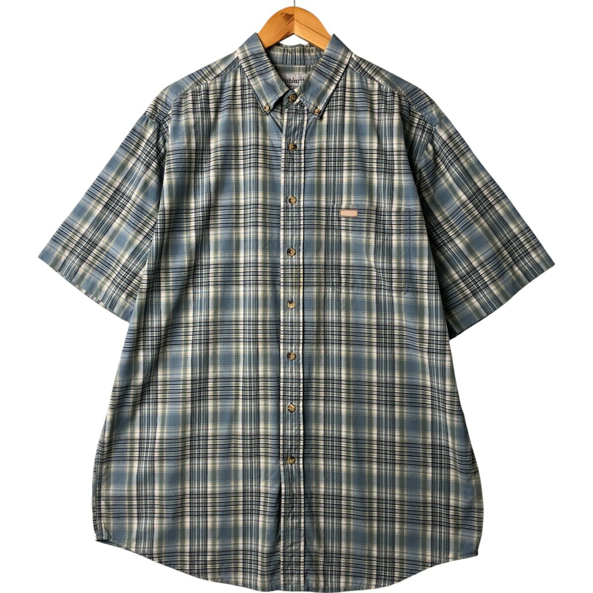 商品詳細 ブランド・Carhartt・カーハート・ 特徴・ボタンダウン・半袖・ モデル/形状・半袖 ワークシャツ・ 素材・コットン:100%・ 色・ブルー系 水色・ 柄・チェック柄・パッチ・ 生産国・バングラデシュ製・ 年代 サイズ・メンズ...