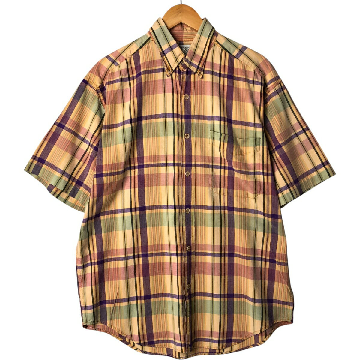 商品詳細 ブランド・BANANA REPUBLIC・バナナリパブリック・ 特徴・半袖・ボタンダウン・ヴィンテージ・ モデル/形状・半袖 ボタンダウン チェックシャツ・ 素材・コットン:100%・ 色・イエロー系 黄色・パープル系 紫色・ブラ...